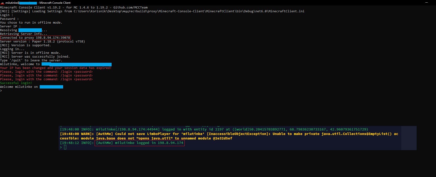 [BUG] Proxy not working correctly. · Issue #2152 · MCCTeam/Minecraft-Console-Client · GitHub